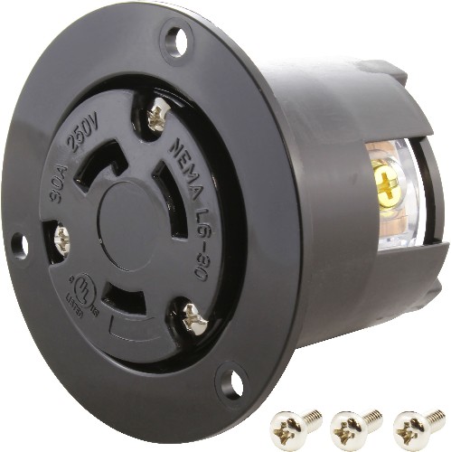 AC Connectors NEMA L6-30 30 -Amp 250-volt Commercial Round Outlet , Black